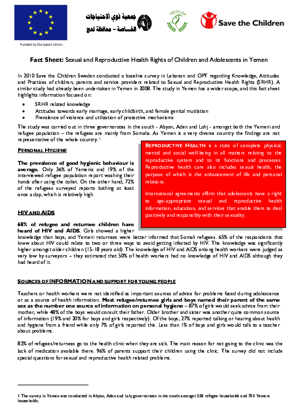 Baseline Fact Sheet on Sexual and Reproductive Health Rights of ...